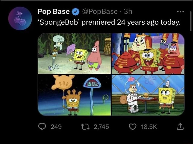 Pop Base "PopBase 'SpongeBob' premiered 24 years ago today. aa 249 ...