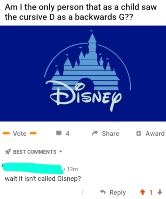 Am I the only person that as a child saw the cursive D as a backwards G ...