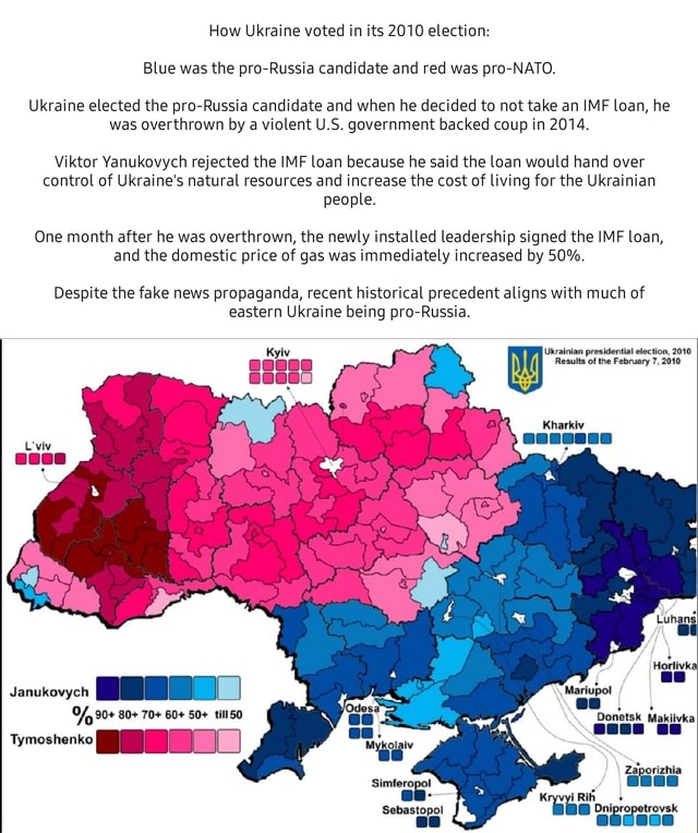 How Ukraine voted in its 2010 election: Blue was the pro-Russia ...