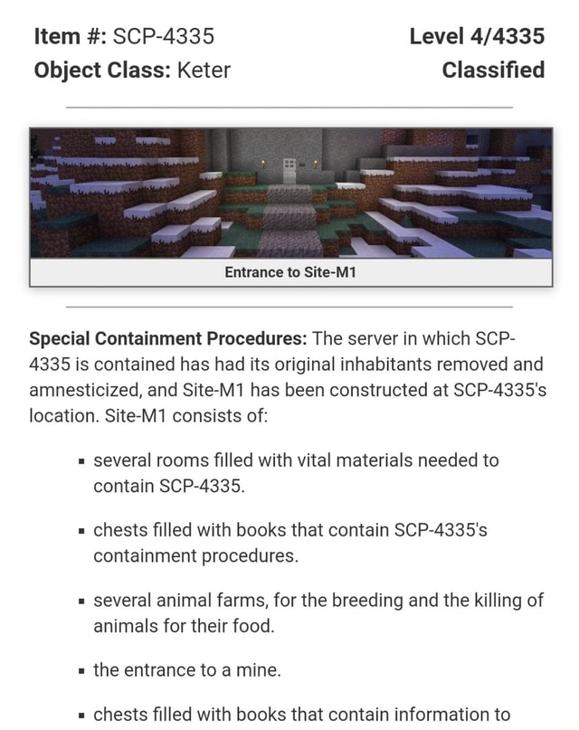 Special Containment Procedures: The server in which SCP- 4335 is ...