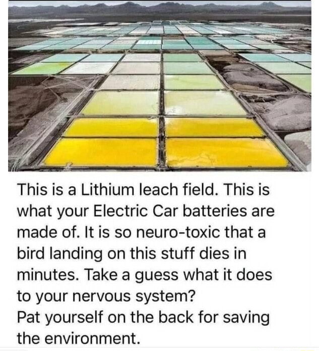 This is a Lithium leach field. This is what your Electric Car batteries ...