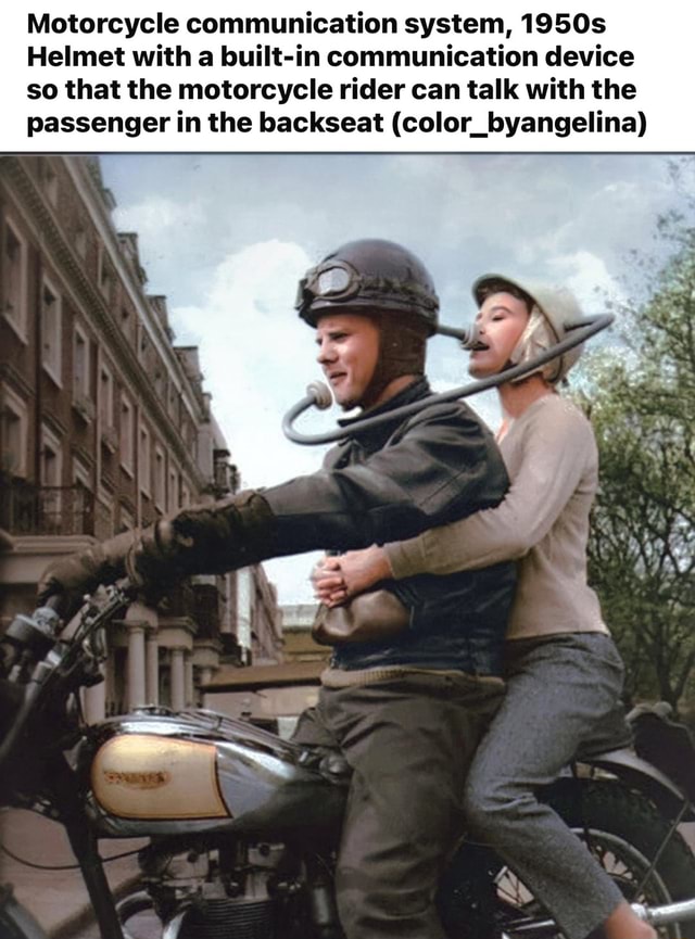 Motorcycle communication system, 1950s Helmet with a built-in ...