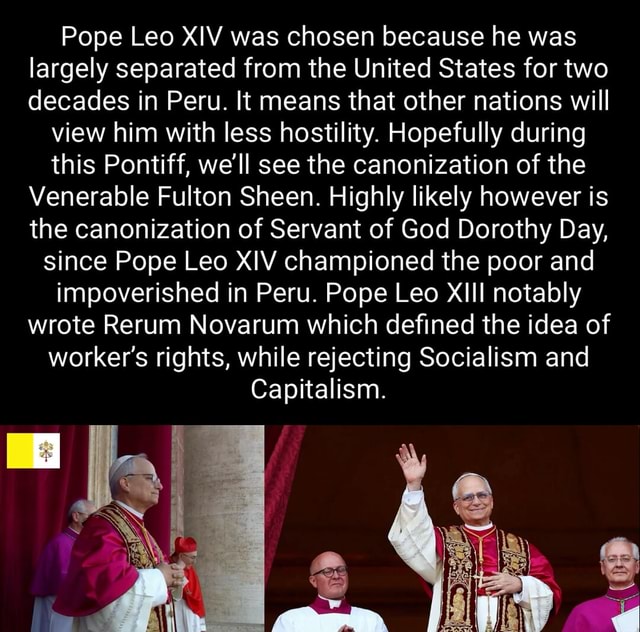 Pope Leo XIV was chosen because he was largely separated from the ...