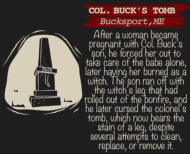 COL. BUCK'S TOMB After a woman became pregnant with Col. Buck's son, he ...