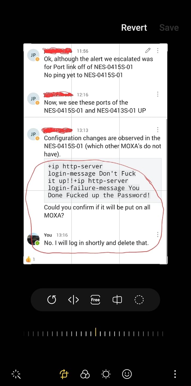 Revert Ok, although the alert we escalated was for Port link off of NES ...