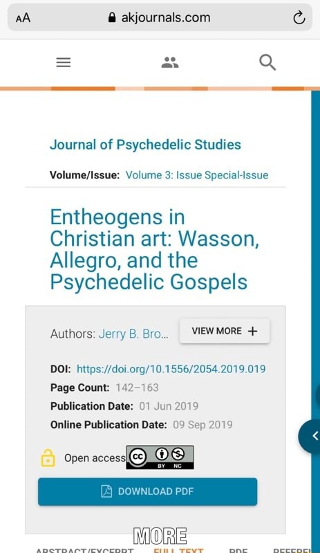 AA akjournals.com É Journal of Psychedelic Studies Volume/Issue: Volume ...