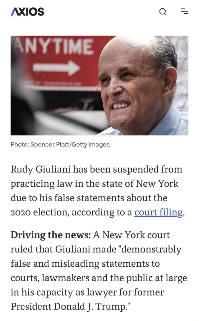 Well, well, well.... - AXIOS Photo: Spencer Images Rudy Giuliani has ...