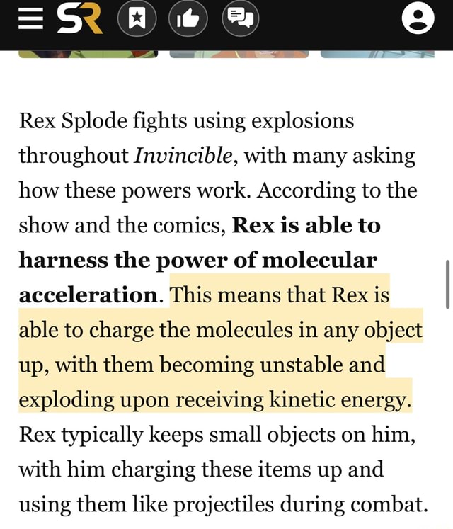 Rex Splode fights using explosions throughout Invincible, with many ...
