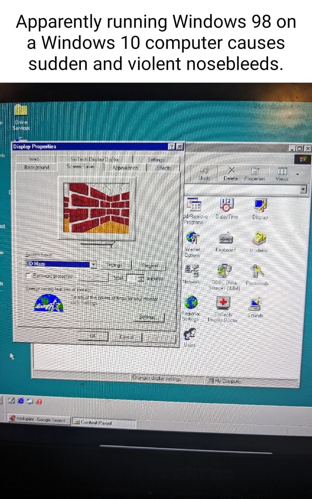 Apparently running Windows 98 on a Windows 10 computer causes sudden ...