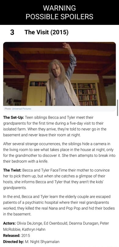 WARNING POSSIBLE SPOILERS The Visit (2015) Teen siblings Becca and ...