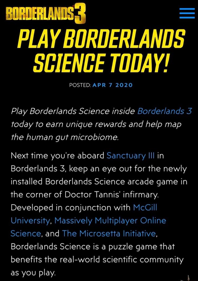 Borderlands 3, keep an eye out for the newly installed Borderlands ...