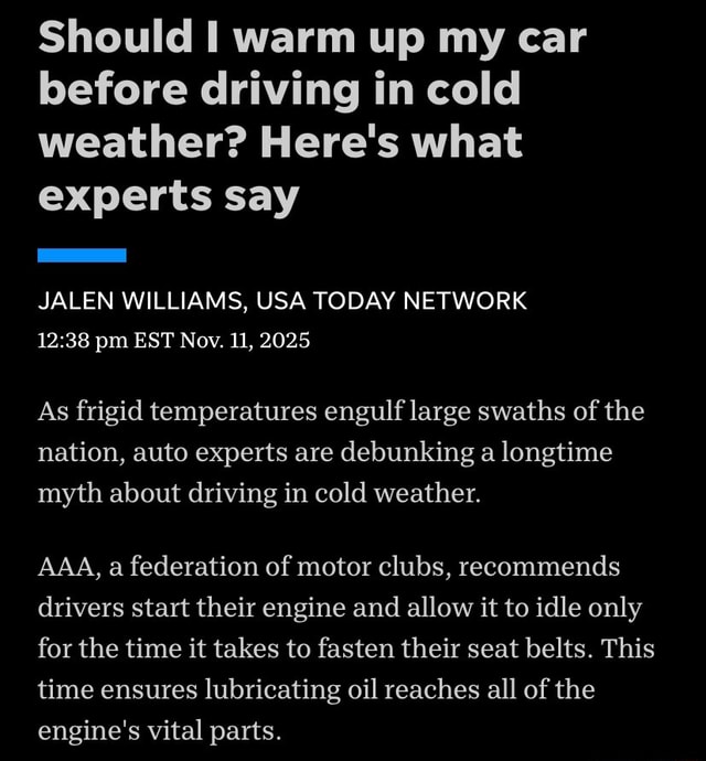 Should I warm up my car before driving in cold weather? Here's what ...