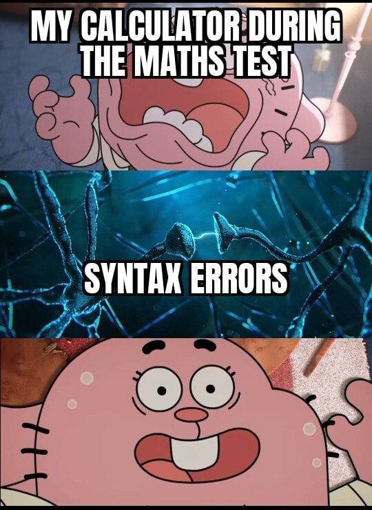 MY CALCULATOR DURING / THE MATHS TEST, / aw SYNTAX ERRORS - iFunny