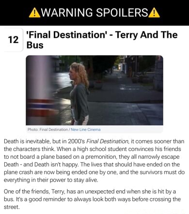 AWARNING SPOILERSA 12 'Final Destination' - Terry And The Bus Death is ...