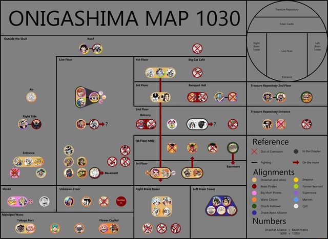 ONIGASHIMA MAP 1030 Outside the Skull Air Right Lefe Brain Brain Tower ...