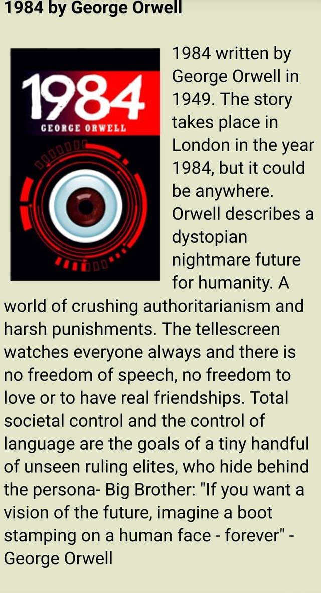 1984 by George Orwell 1984 written by George Orwell in 1984 1949. The ...