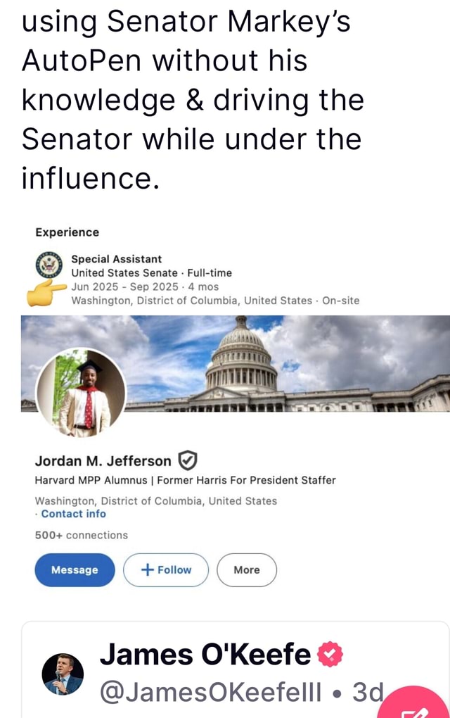 Using Senator Markey's AutoPen without his knowledge & driving the ...