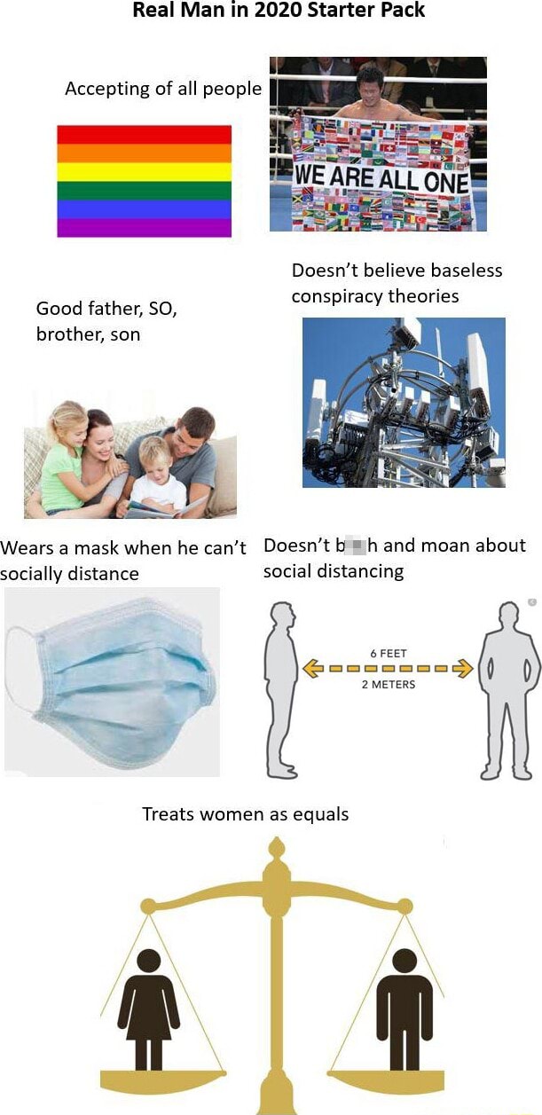 Real Man in 2020 Starter Pack Accepting of all people I Doesn't believe ...