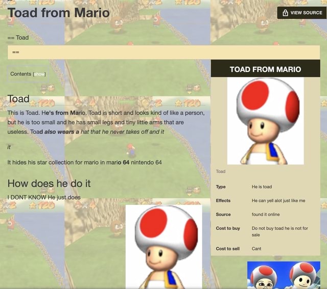 Toad from Mario view source Toad Contents show TOAD FROM MARIO Toad ...