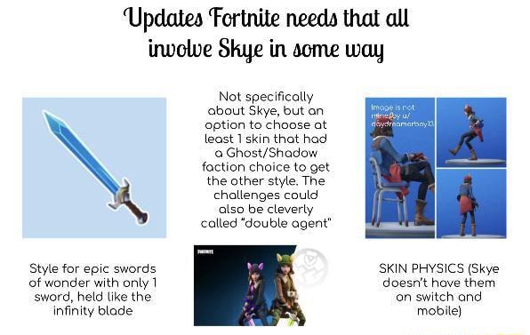 Updates Fortnite needs that all inwolve Skye in some way Style for epic ...