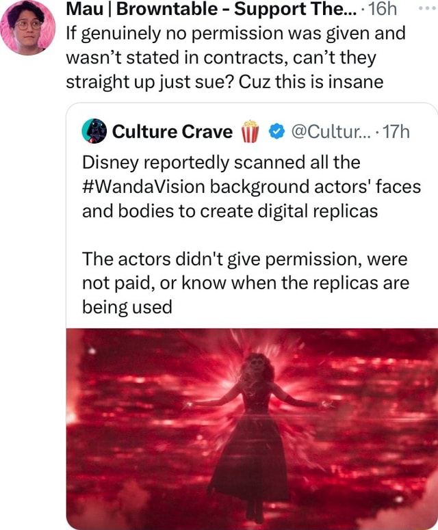 If genuinely no permission was given and wasn't stated in contracts, can't they straight up just ...