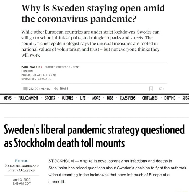 Why is Sweden staying open amid the coronavirus pandemic? While other ...