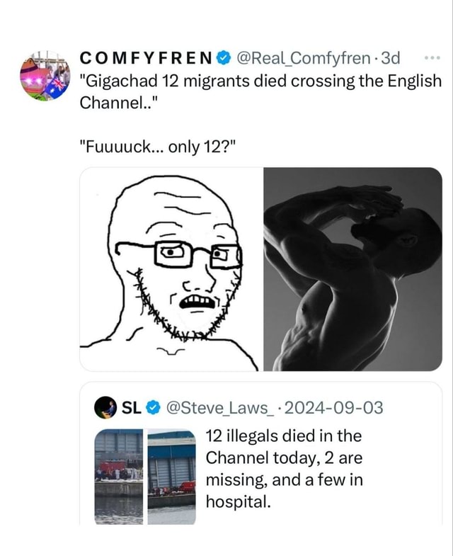 COMFY FREN@ @Real Comfyfren "Gigachad 12 migrants died crossing the ...