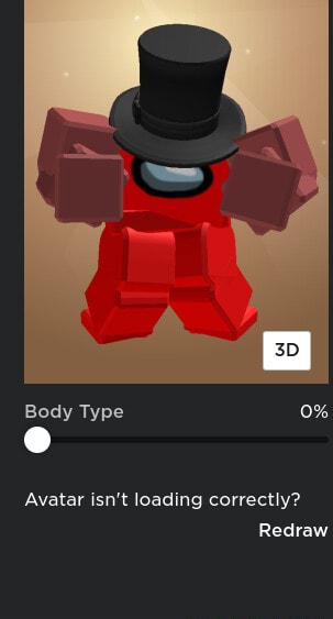 Avatars pt6 SUS - Body Type 0% Avatar isn't loading correctly? Redraw ...