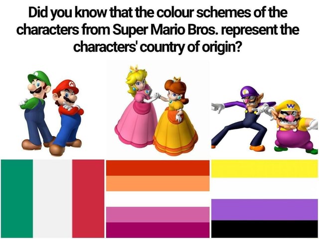 Did you know that the colour schemes of the characters from Super Mario ...