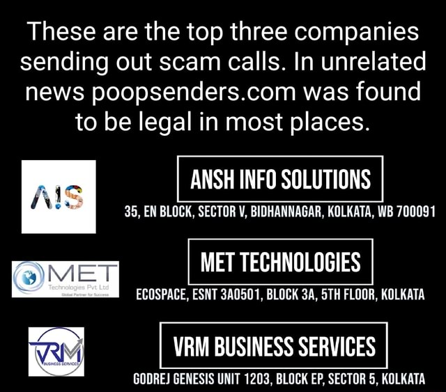 These are the top three companies sending out scam calls. In unrelated ...