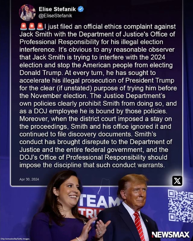 Elise Stefanik @ @EliseStefanik & & &l just filed an official ethics ...