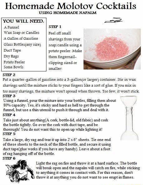 Homemade Molotov Cocktails USING HOMEMADE NAPALM YOU WILL NEED. AFunnel ...
