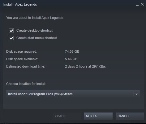 Install -Apex Legends You are about to install Apex Legends. Create ...