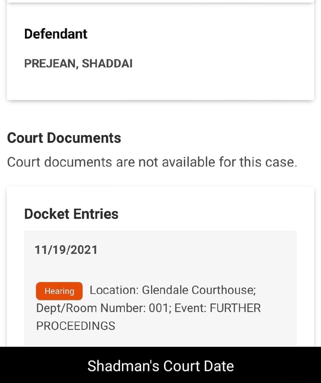 Defendant PREJEAN, SHADDAI Court Documents Court documents are not ...