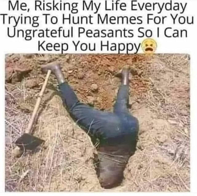 Me, Risking My Life Everyday Trying To Hunt Memes For You ngrateful ...