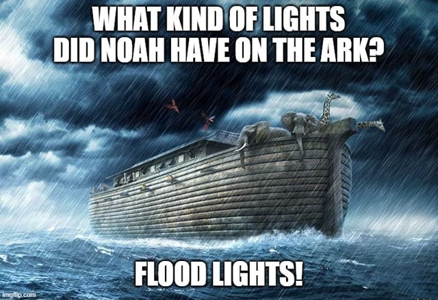 WHAT KIND OF LIGHTS DID NOAH HAVE ON THE ARK? FLOOD LiGHTs! - iFunny