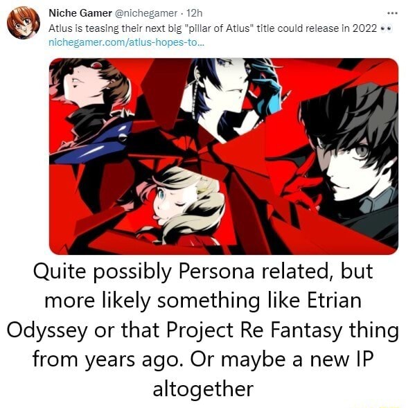 Niche Gamer @nichegamer Atlus is teasing their next big "pillar of ...