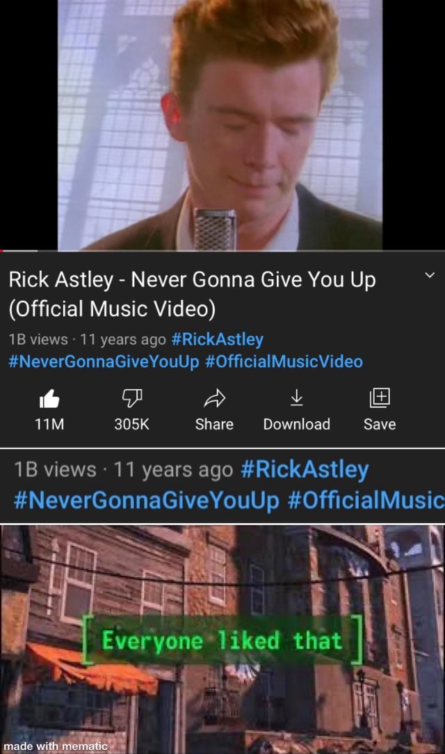 Rick Astley - Never Gonna Give You Up (Official Music Video) views - 11 ...