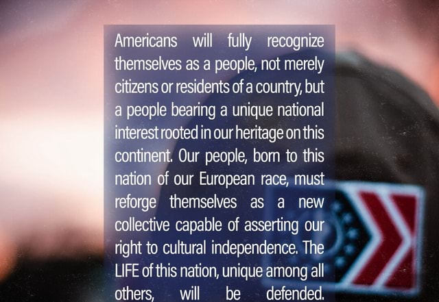 Americans will fully recognize themselves as a people, not merely ...