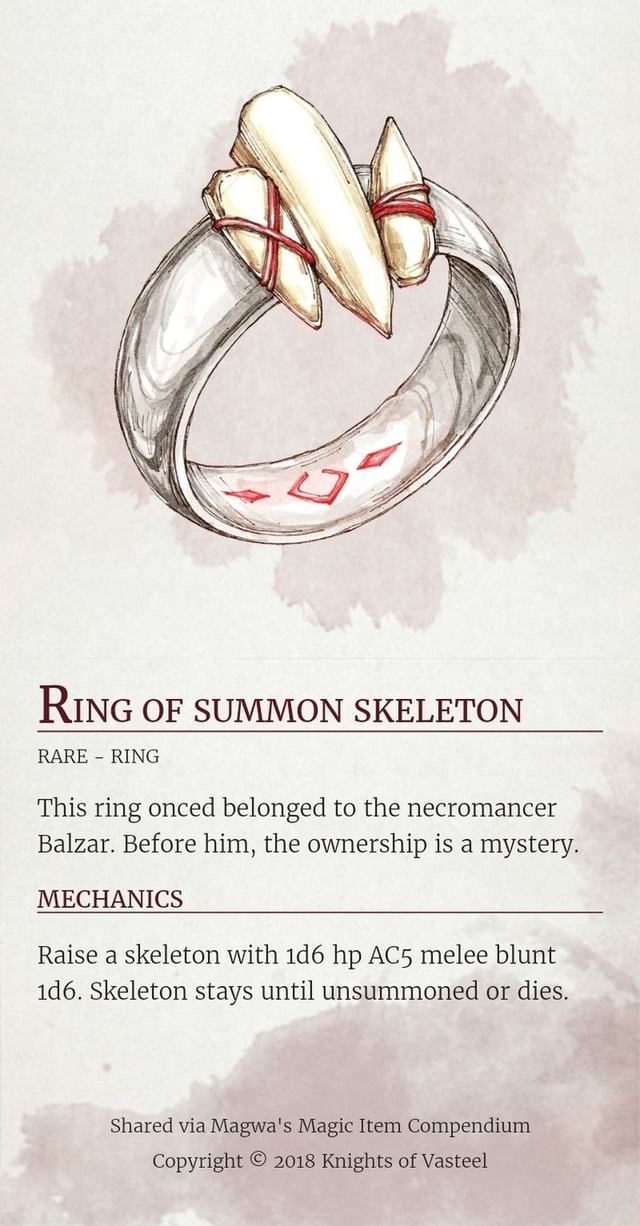 RING OF SUMMON SKELETON RARE - RING This ring onced belonged to the ...