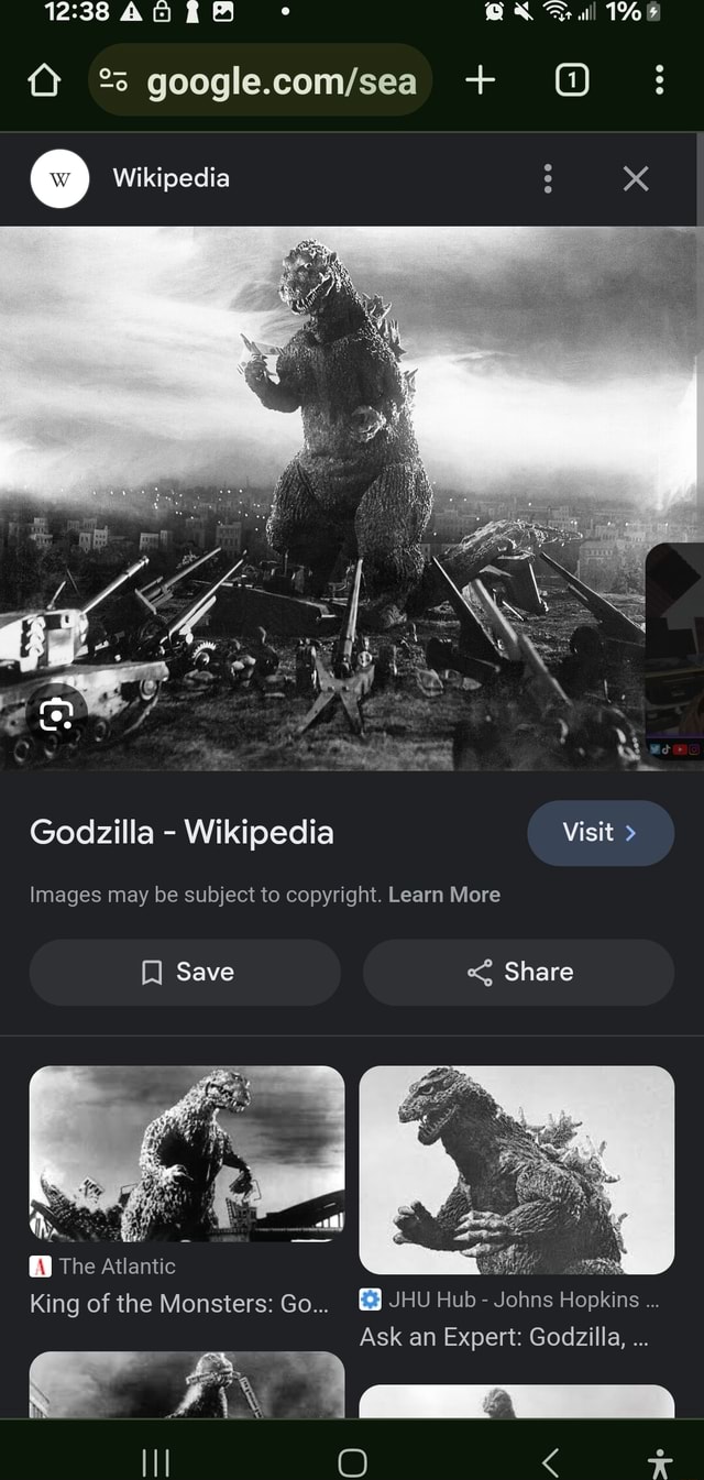 AG ER QA ull %EF Q + @ : Wikipedia Godzilla - Wikipedia Visit > Images ...