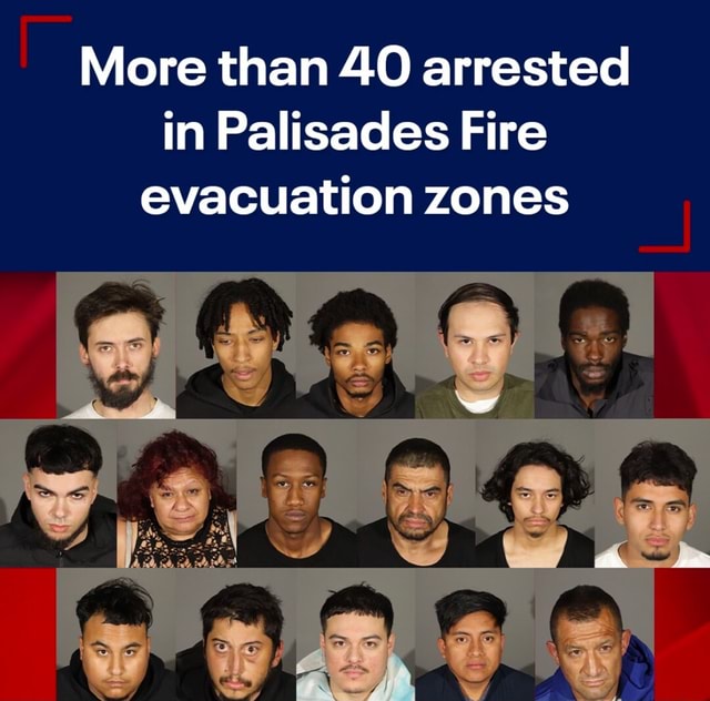 More than 40 arrested in Palisades Fire evacuation zones - iFunny