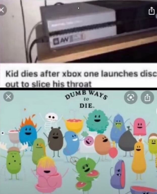 Kid dies after xbox one launches disc out to slice his throat to DIE ge ...