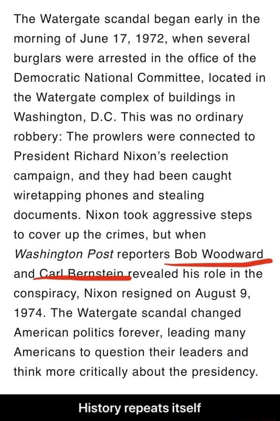 The Watergate scandal began early in the morning of June 17, 1972, when ...