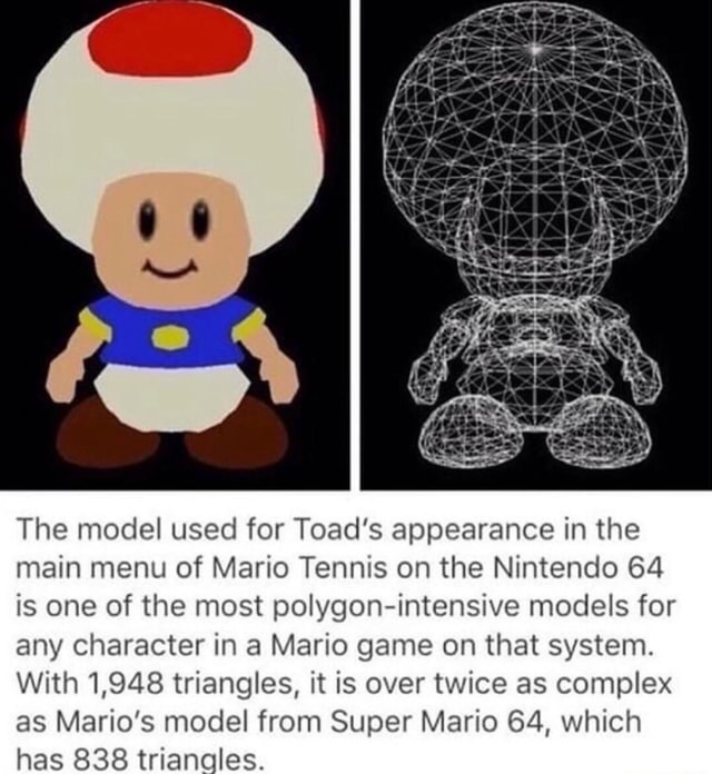 The model used for Toad's appearance in the main menu of Mario Tennis ...