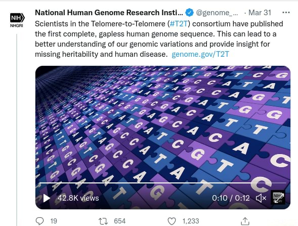 National Human Genome Research Insti... @genome... - Mar 31 Scientists ...