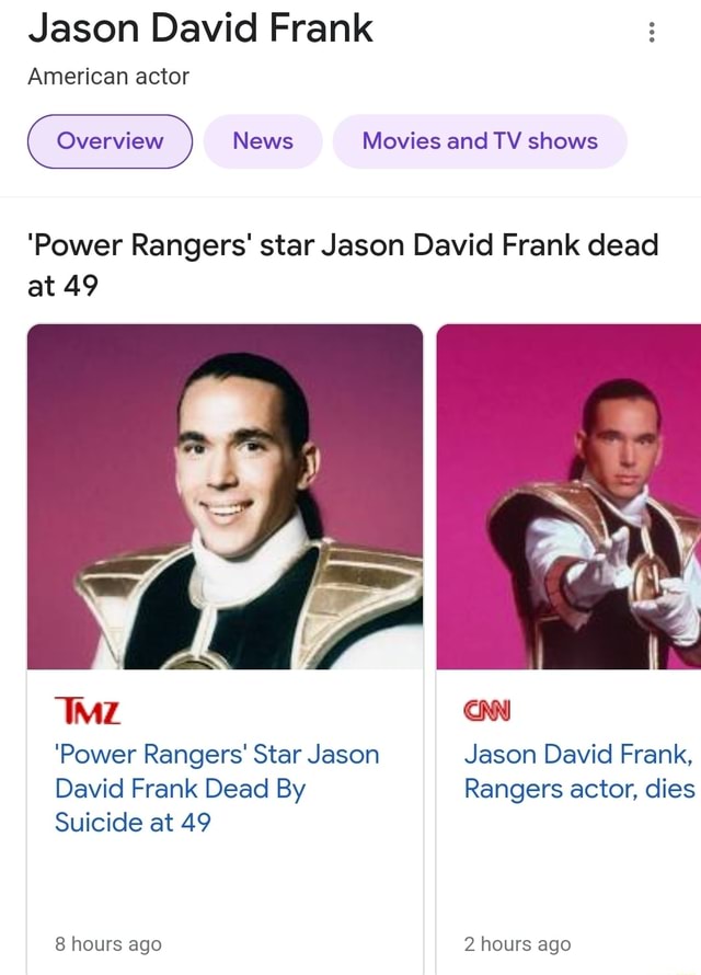 Jason David Frank American actor Overview News Movies and TV shows 'Power Rangers' star Jason ...