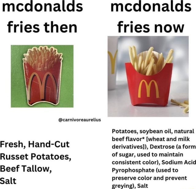 Mcdonalds mcdonalds fries then fries now @carnivoreaurelius Potatoes ...