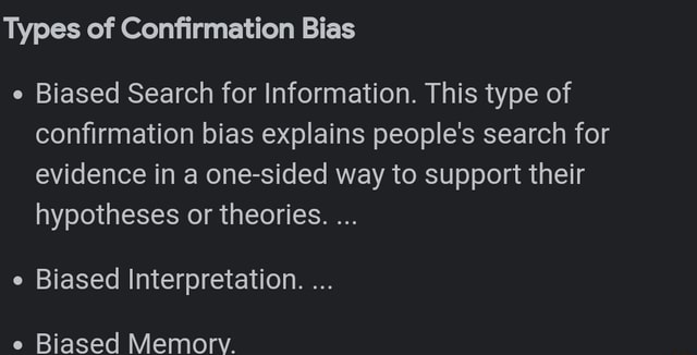 Types of Confirmation Bias e Biased Search for Information. This type ...