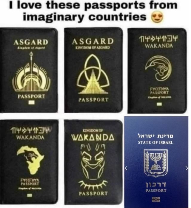 Love these passports from imaginary countries WAKANDA ASGARD CINODOM OF ...
